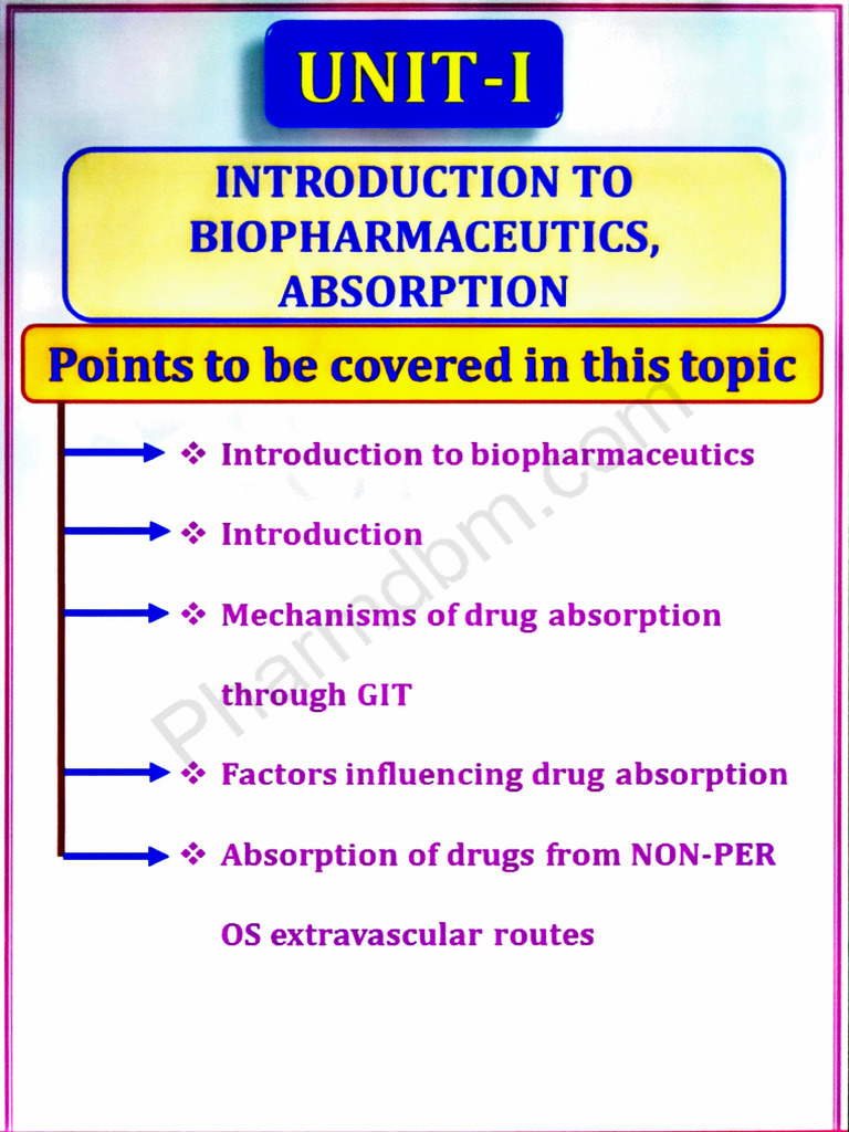Biopharmaceutics Unit 1 | PDF