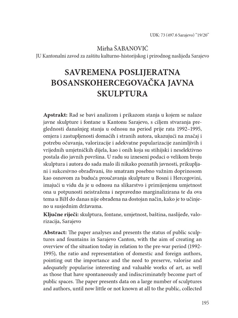 SKULPTURA Mirha Sabanovic | PDF