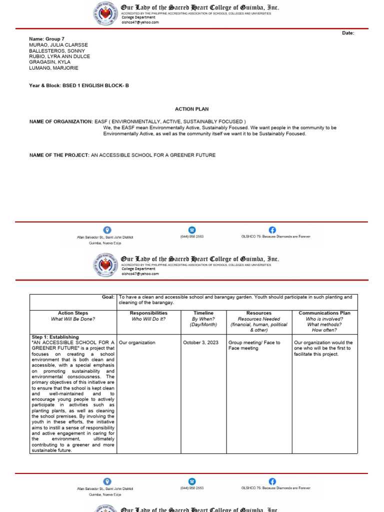 Action Plan Group 7 | PDF | Sustainability