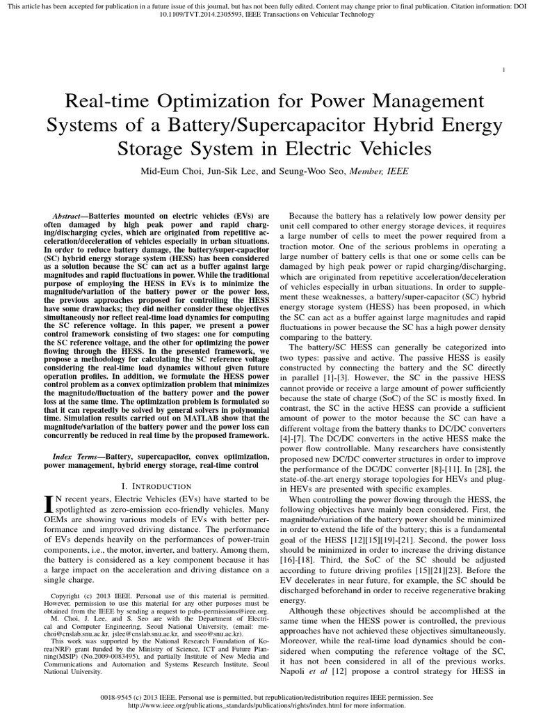 2014 - 12 - Real-Time Optimization For Power Management Systems of A Battery - Supercapacitor ...