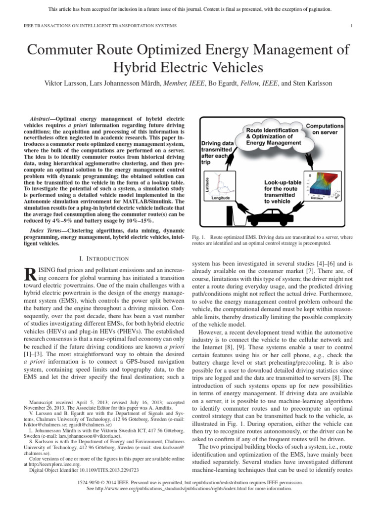 2014 - Commuter Route Optimized Energy Management of Hybrid Electric ...