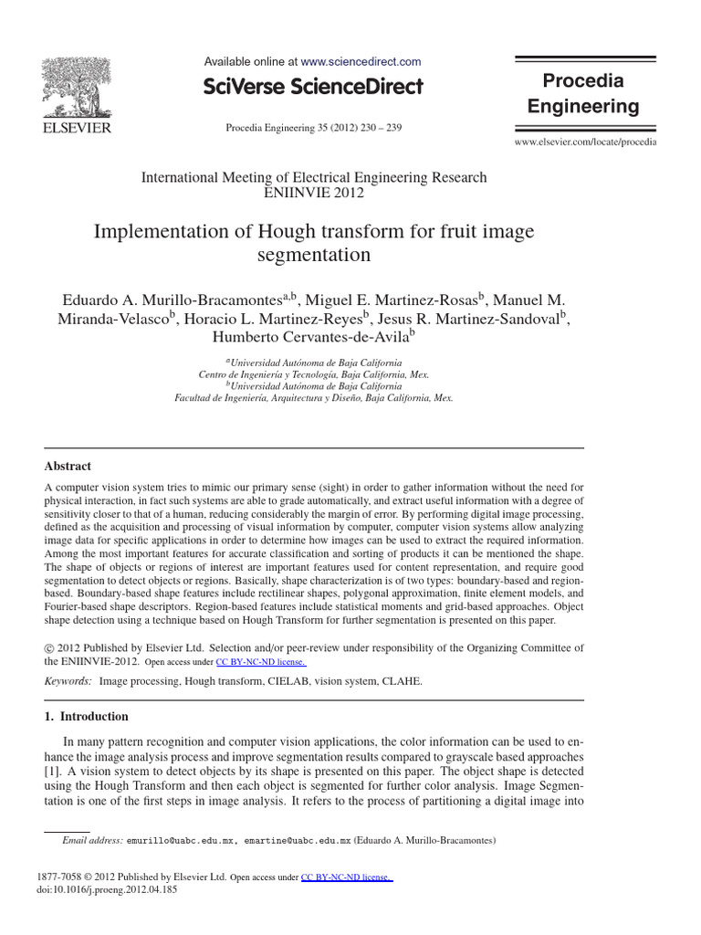 Journal - Implementation of Hough Transform For Fruit Image | PDF | Computer Vision | Image ...