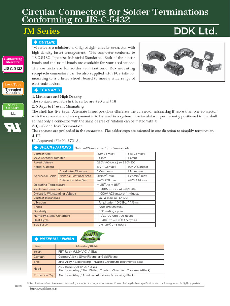 EE Connectors DDK (JM Series) | PDF | Electrical Connector | Ac Power Plugs And Sockets