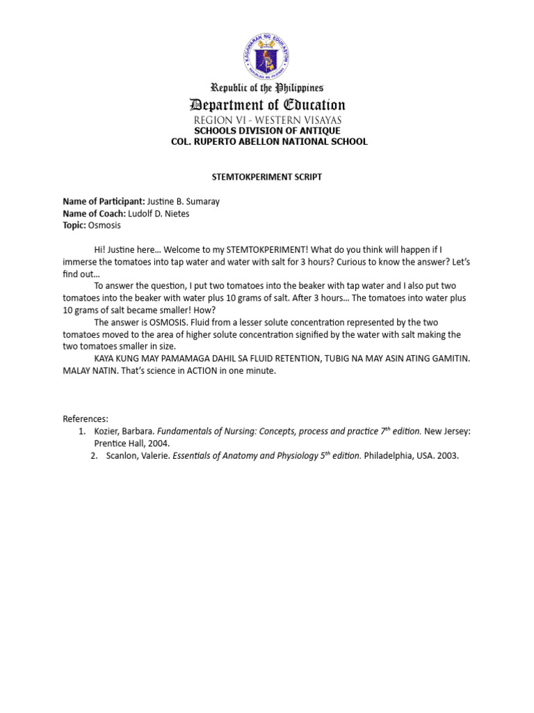 Osmosis Script | PDF