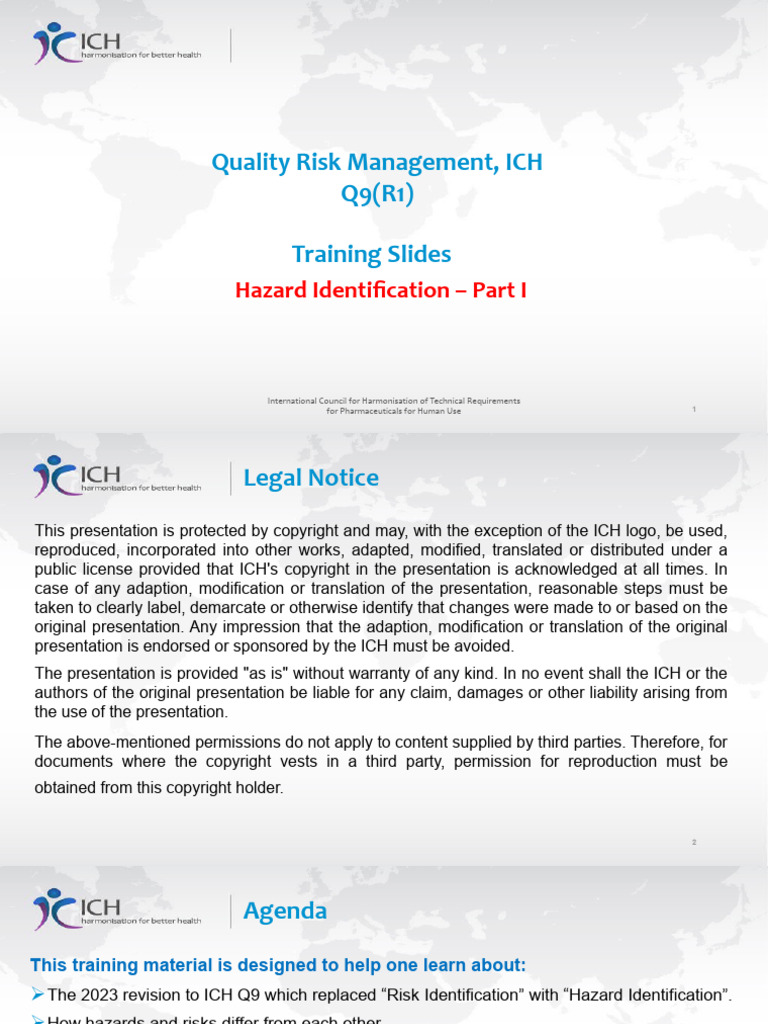 ICH Q9 (R1) Hazard ID Part I Training Material 2023 0923 | PDF | Risk ...