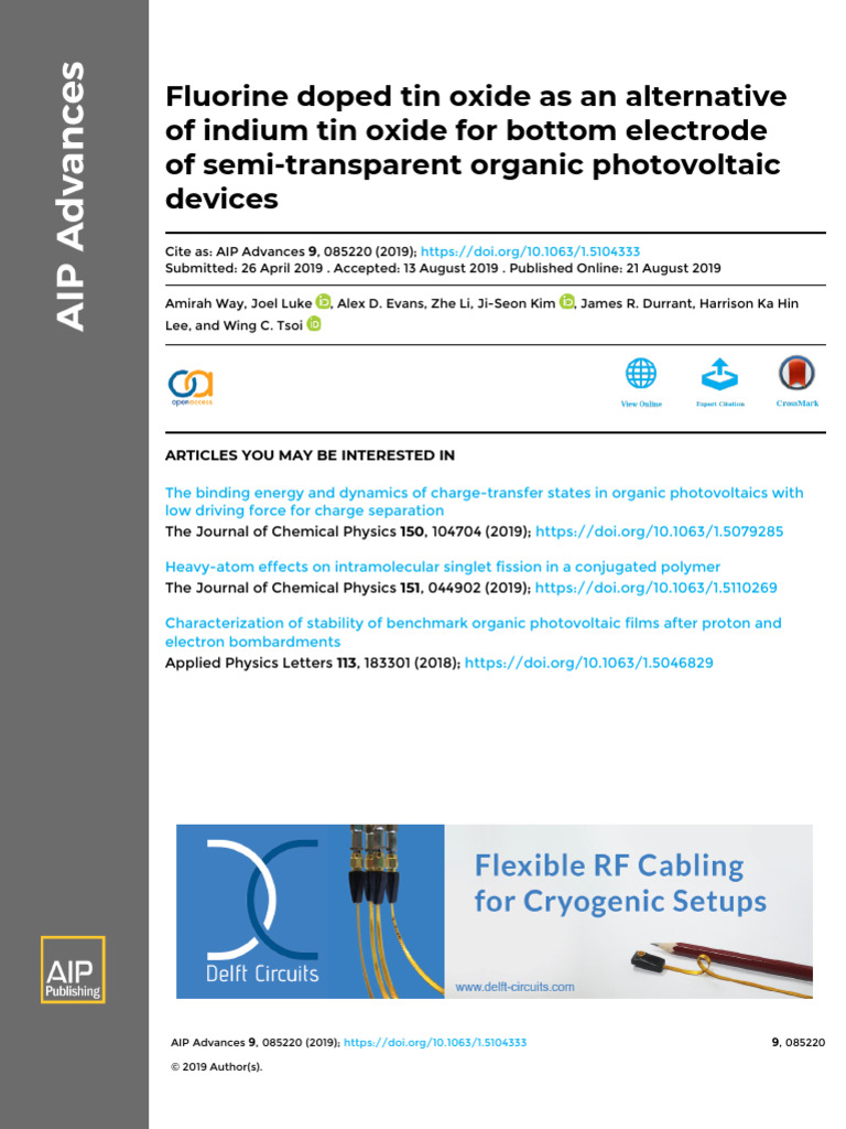 2019 - ITO Vs FTO | PDF | Atomic Force Microscopy | Applied And Interdisciplinary Physics