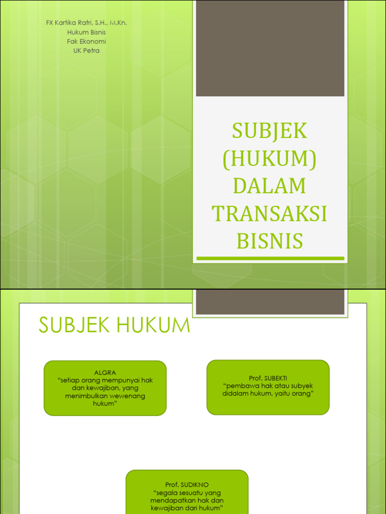 Subjek Hukum dalam Transaksi Bisnis | PDF | Politik | Ilmu Sosial