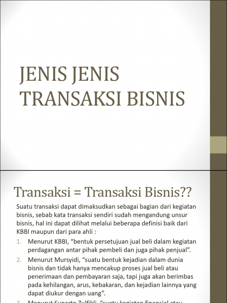 Jenis Jenis Transaksi Bisnis | PDF