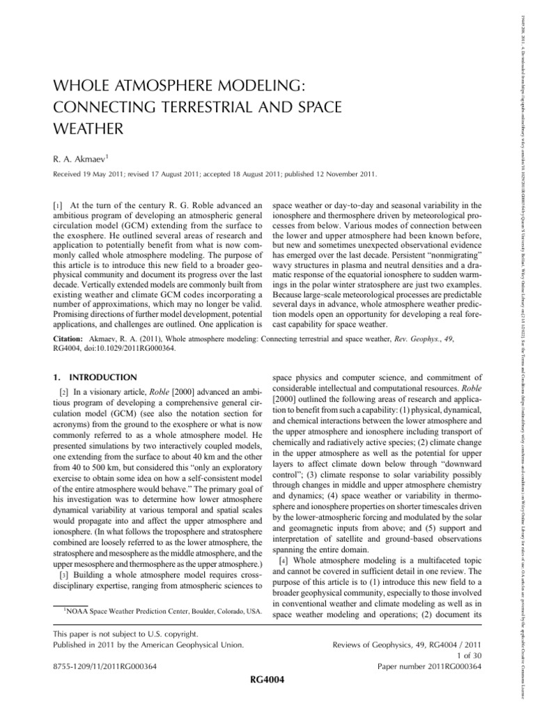 Akmaev 2011 | PDF | Atmosphere | General Circulation Model