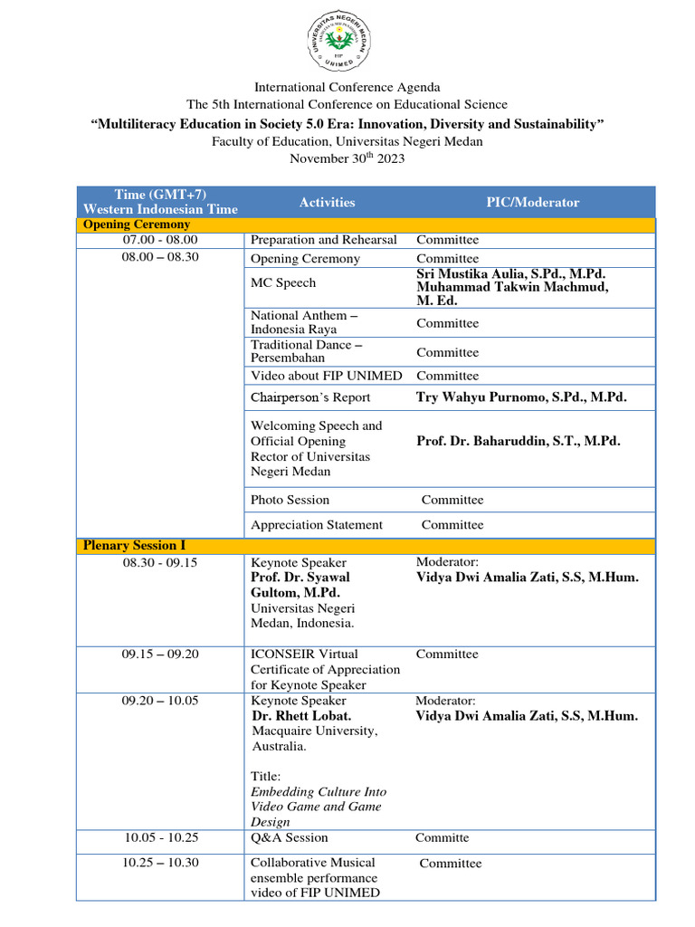 Fix 2023 International Conference Schedule | PDF | Indonesia