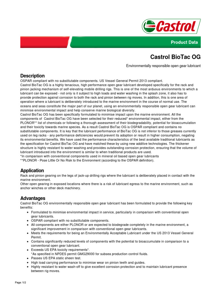 Eco-Friendly Open Gear Lubricant | PDF | Lubricant | Gear