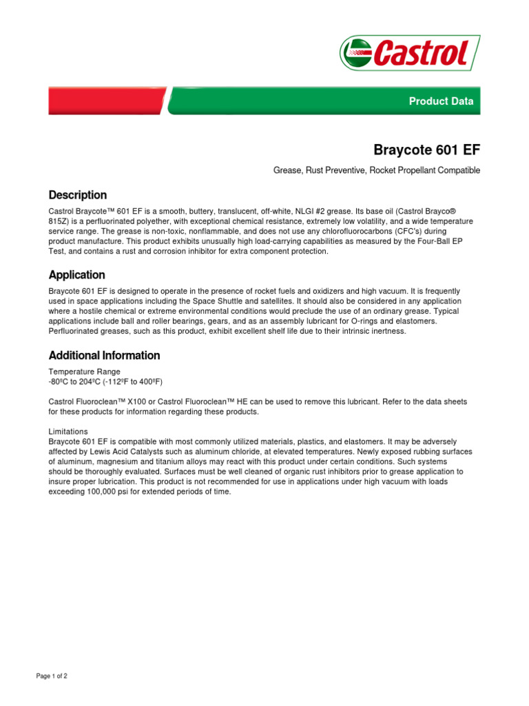 Castrol BRAYCOTE 601 EF - Pds - Eng - Rev. 2014.08.04 | PDF | Rust ...