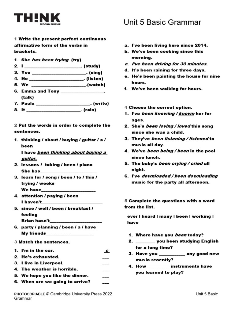 Thk2e BrE L2 Grammar Basic Unit 5 | PDF | Linguistics