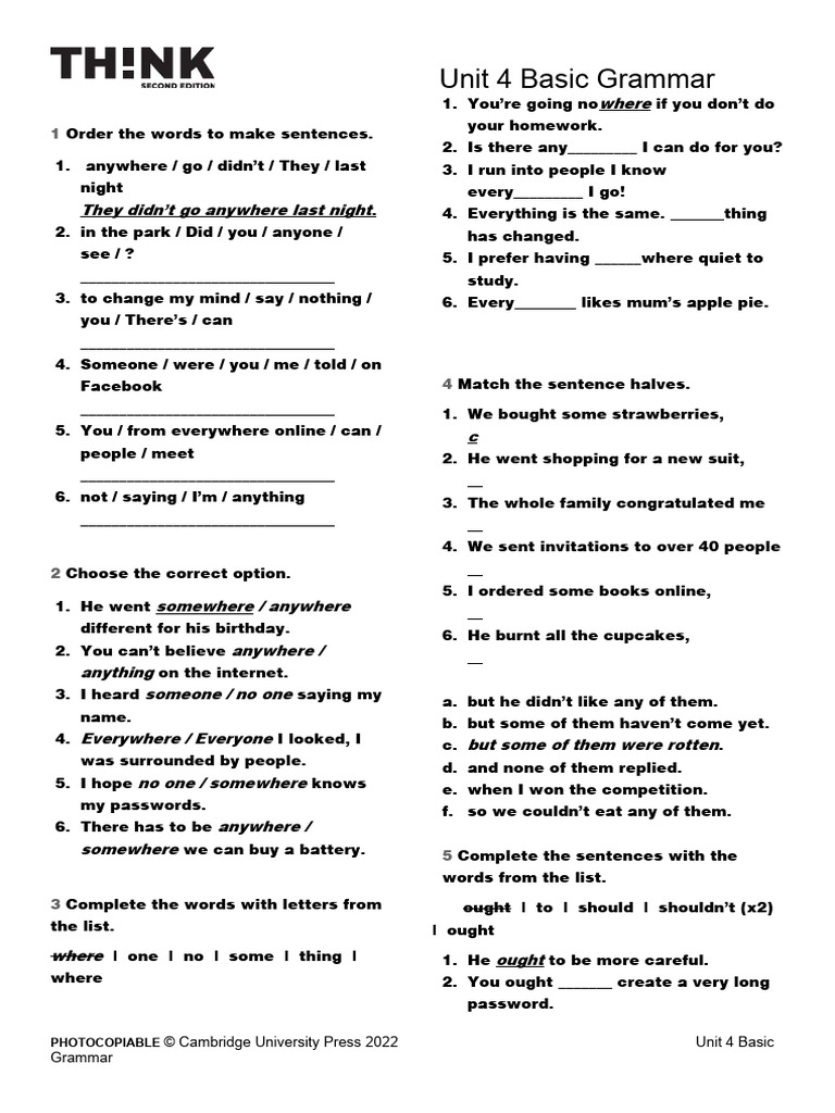 Thk2e BrE L2 Grammar Basic Unit 4 | PDF