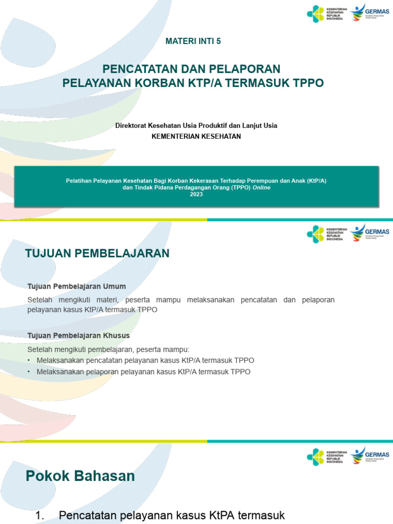 Pelaporan Kasus KTP/A dan TPPO | PDF