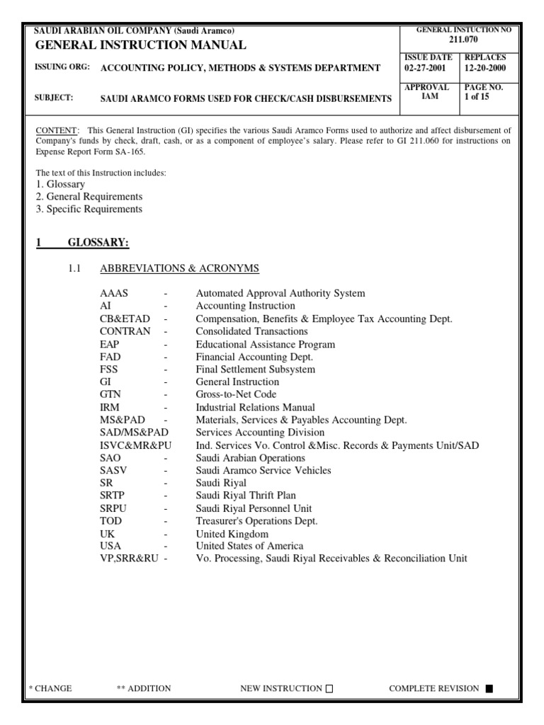 General Instruction Manual: 1 Glossary | PDF | Payroll | Credit Card