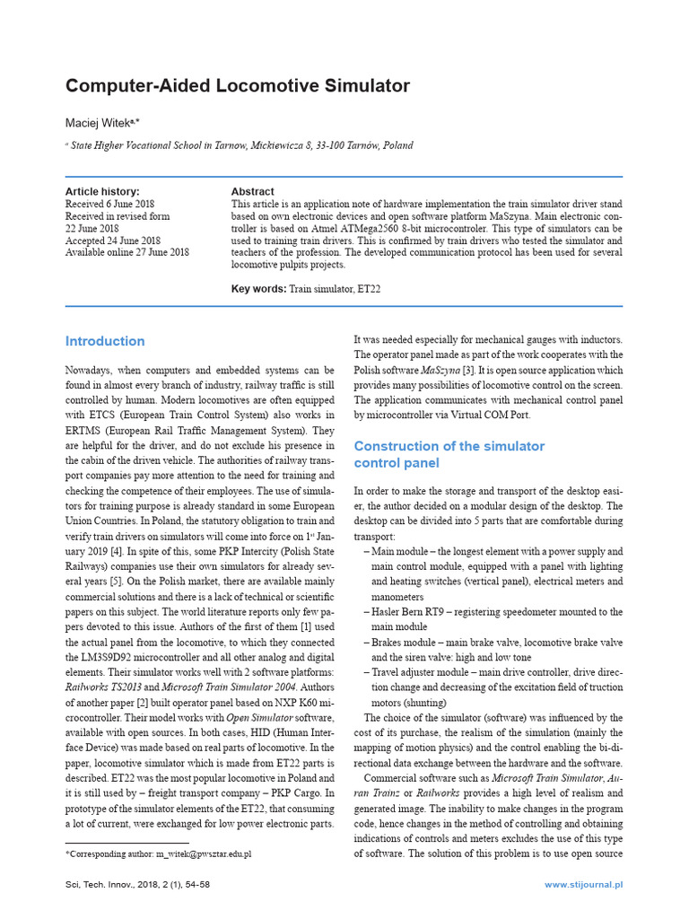 Computer Aided Locomotive Simulator | PDF | Microcontroller | Simulation