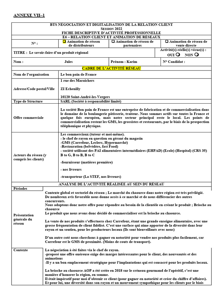 Fiche E6 : Animation Réseau Distributeurs | PDF | Fromage | Commerce de ...