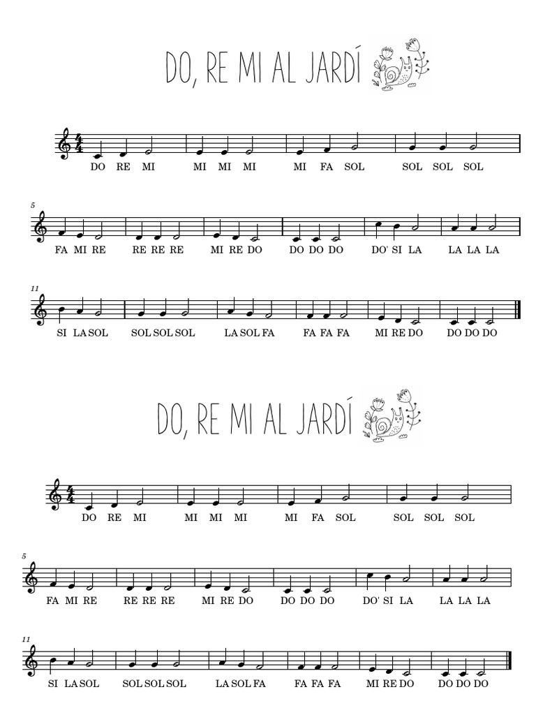 Partitura "Do Re Mi al Jardí" | PDF | Artes del Lenguaje y Comunicación
