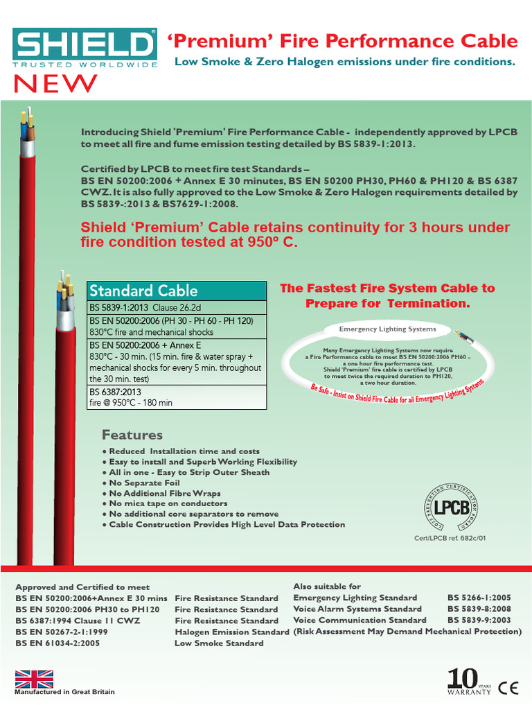 Data Sheet Fire Rated Cable Shield LPCB | PDF | Electrical Resistance ...