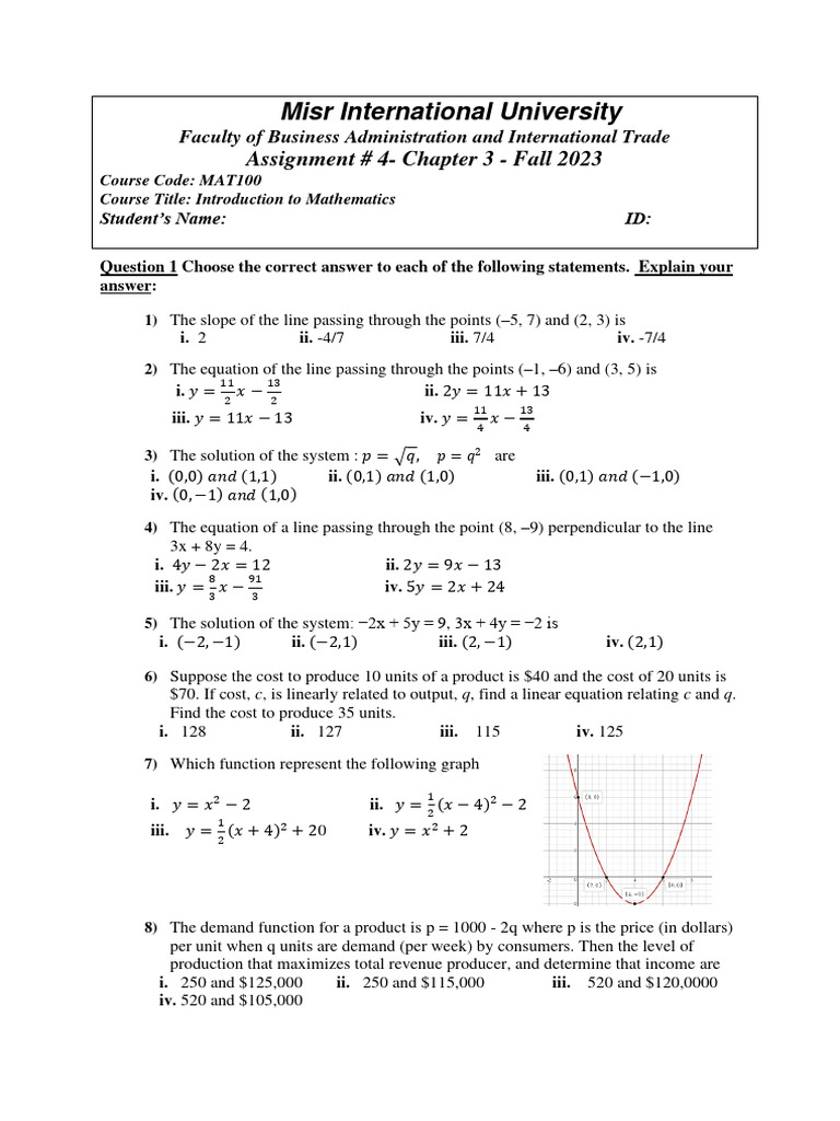 Assignment 4 Ch3 | PDF | Demand | Mathematics