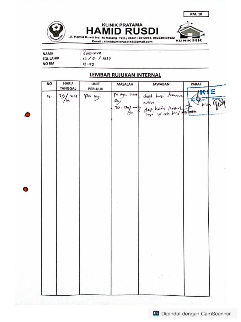 Lembar RM Rujuk Internal | PDF