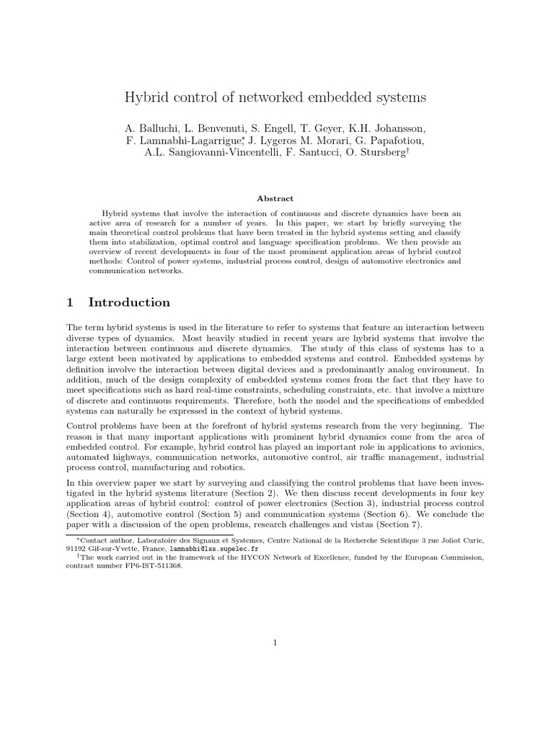 A. Balluchi 2004 Hybrid Control of Networked Embedded Systems | Download Free PDF | Probability ...