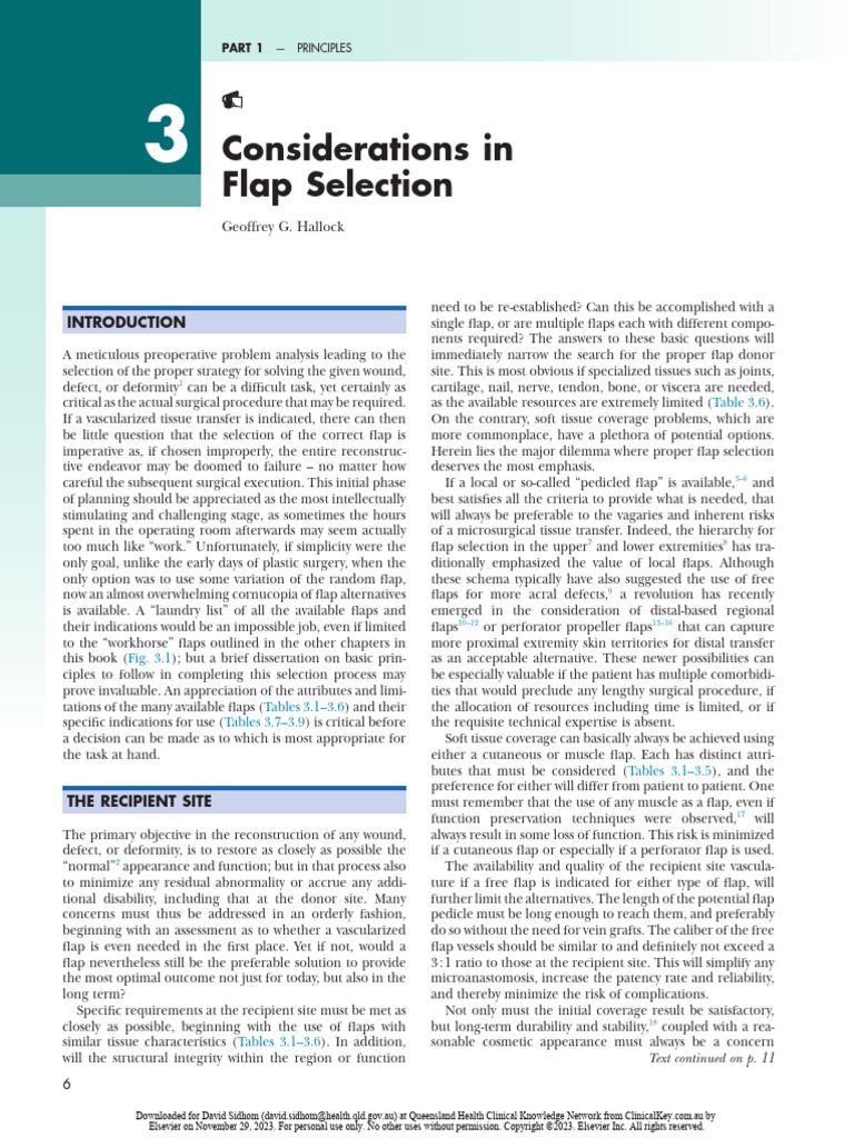 Considerations in Flap Selection | PDF | Human Anatomy ...