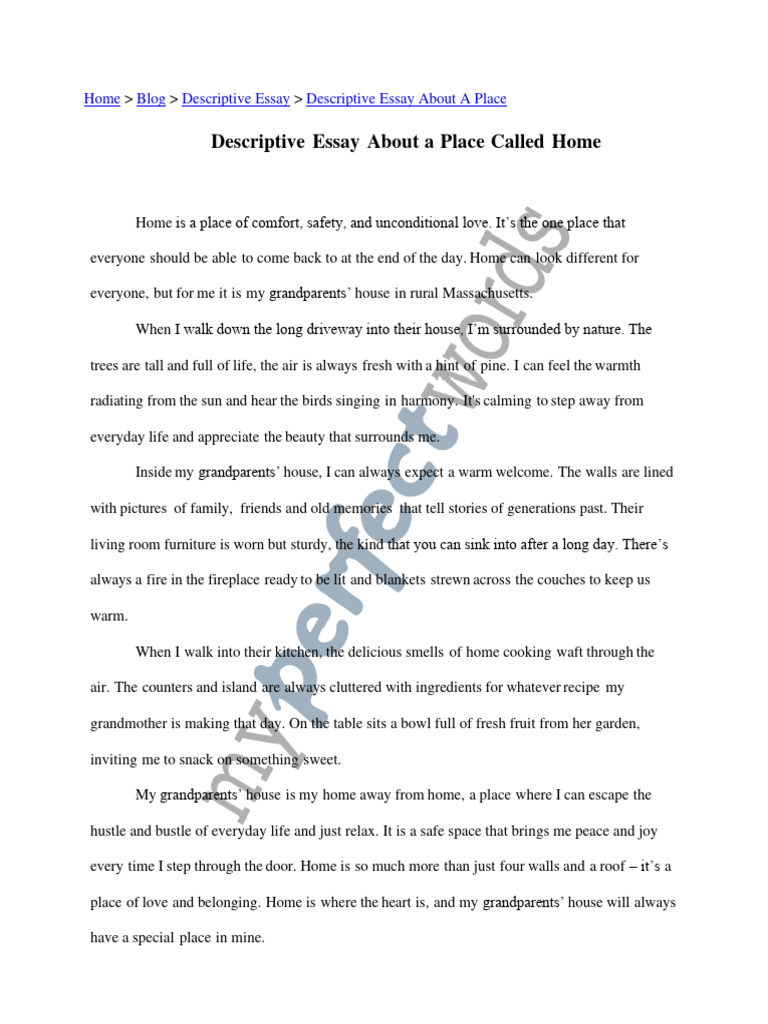 Descriptive Essay About A Place Called Home PDF | PDF
