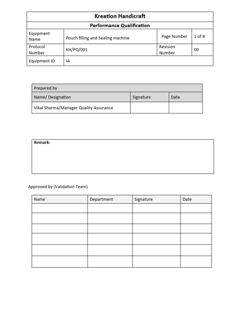 Pq-Pouch Filling Machine (Kreation) | PDF | Verification And Validation ...