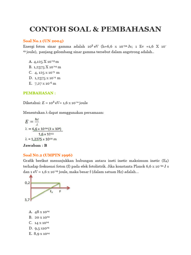 Contoh Soal Efek Compton | PDF
