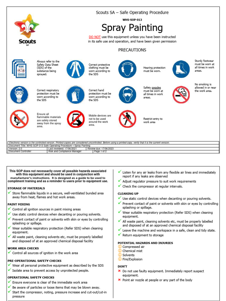 Spray Painting Safety Procedures | PDF | Safety | Occupational Safety ...