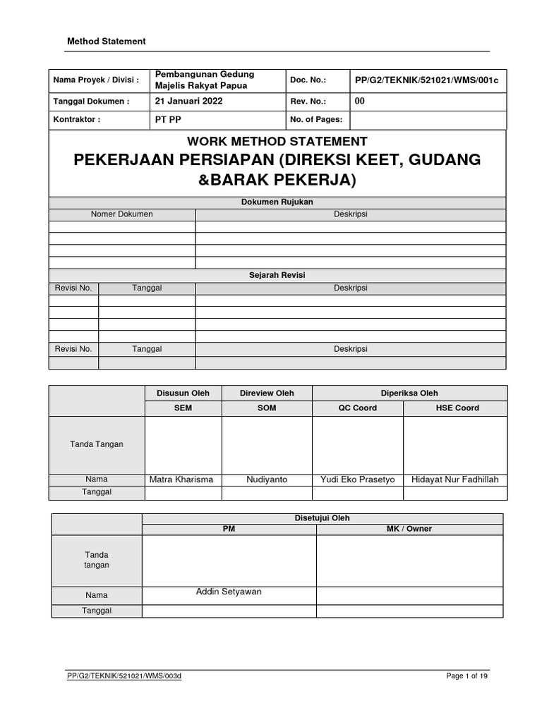 WMS-001c WMS PERSIAPAN (DIREKSI KEET, GUDANG, BARAK PEKERJA) | PDF