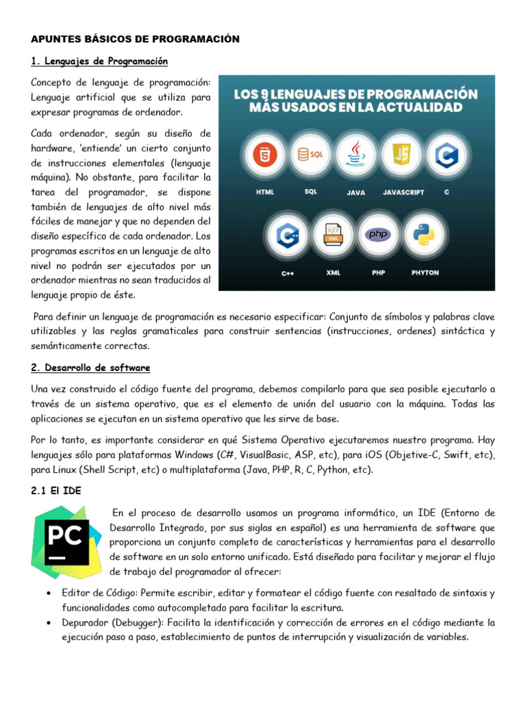 Apuntes Básicos de Programación | PDF | Programación | Programa de ...