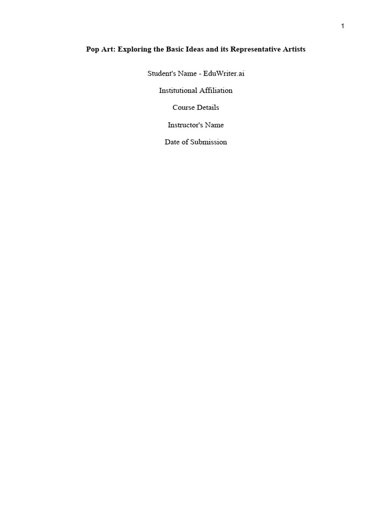 Pop Art - Basic Ideas and Its Representatives | Download Free PDF | The ...