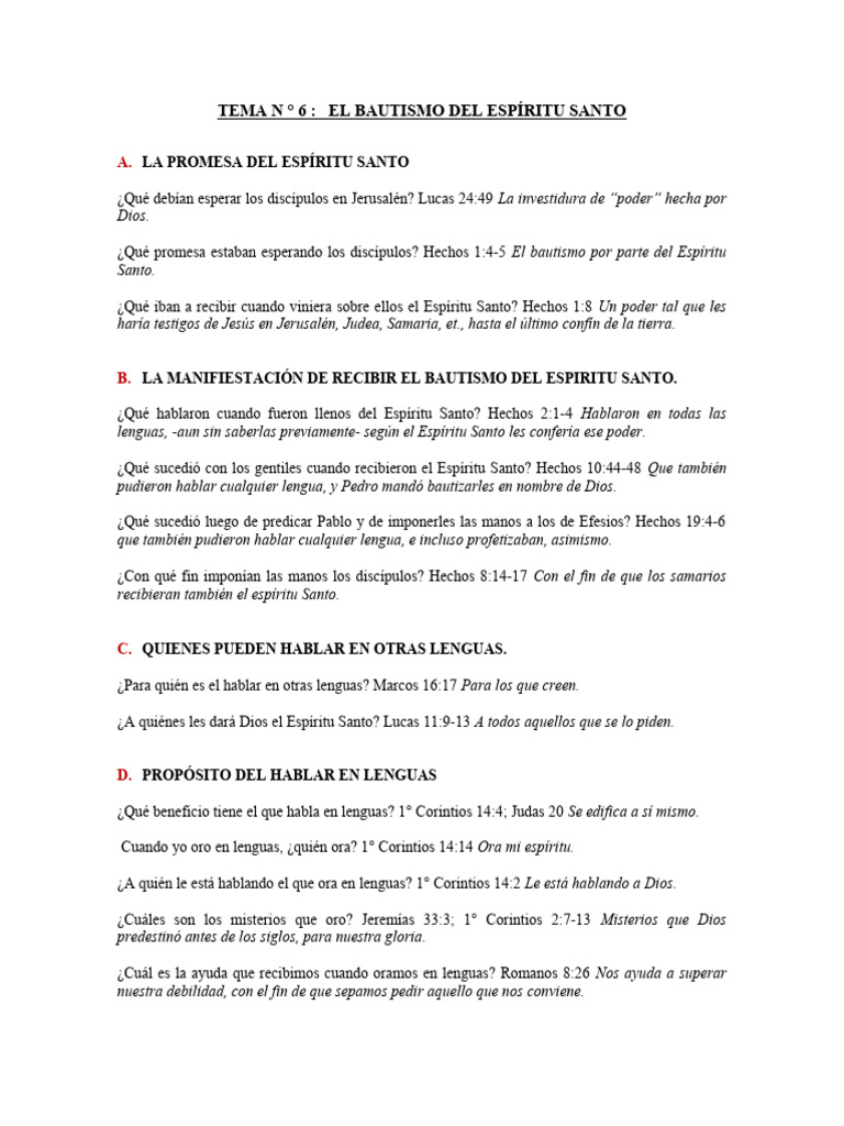 06 Tema 6 Bautismo Del Espiritu Santo. | Descargar gratis PDF | espíritu Santo | Bautismo Con El ...
