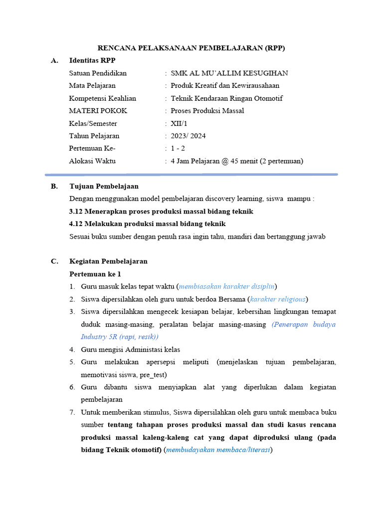 RPP PKK Tkro KD 3.12 - 4.12 | PDF | Seni | Komputer