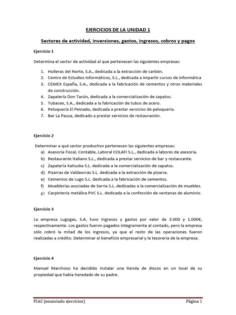 Ejercicios de La Unidad 1 | PDF | Bancos | Carpintería