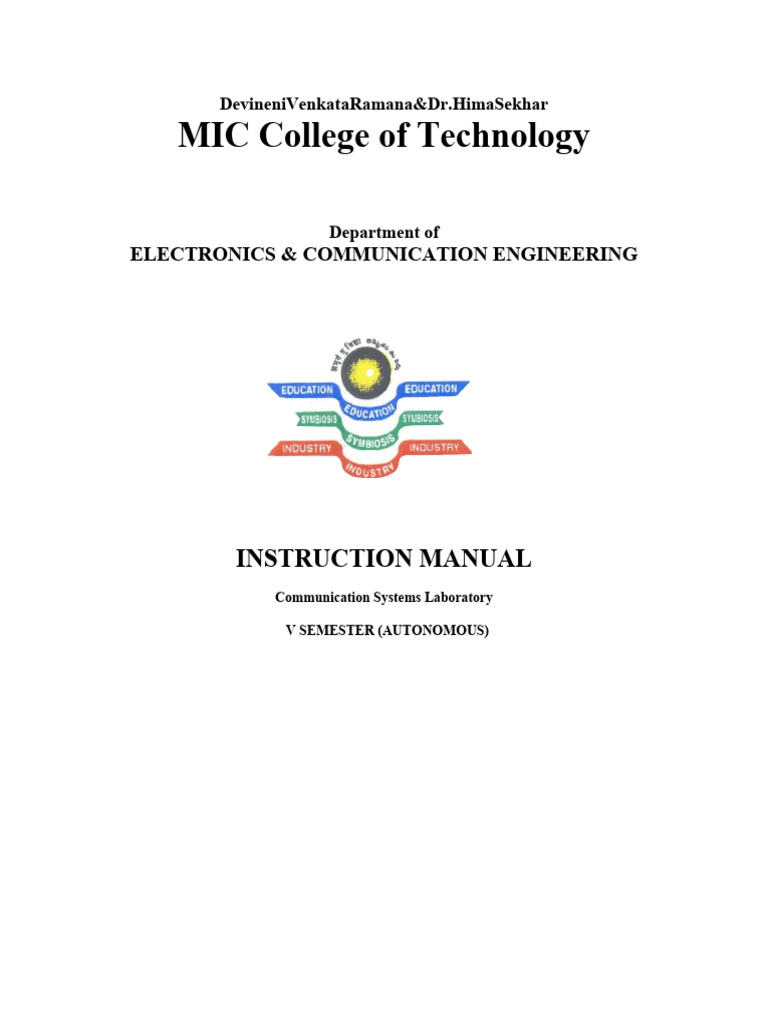 MIC College of Technology: Instruction Manual | PDF | Frequency Modulation | Modulation