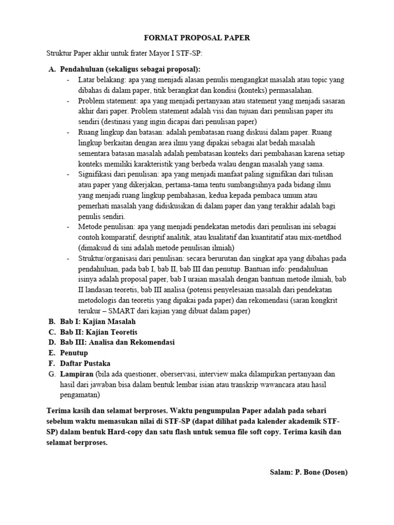Format Proposal Paper untuk STF-SP | PDF
