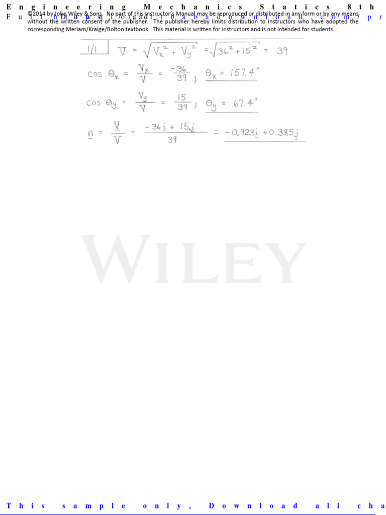 Engineering Mechanics Statics 8th Edition Meriam Solutions Manual | PDF ...