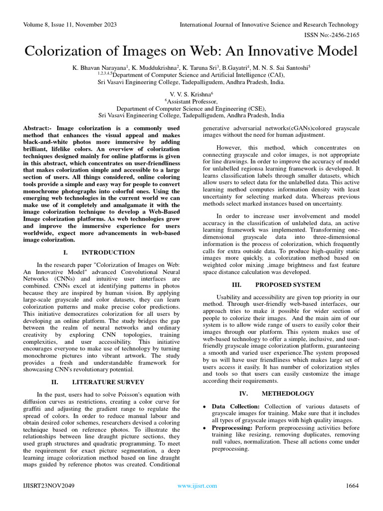 Colorization of Images On Web: An Innovative Model | Download Free PDF | Artificial Neural ...