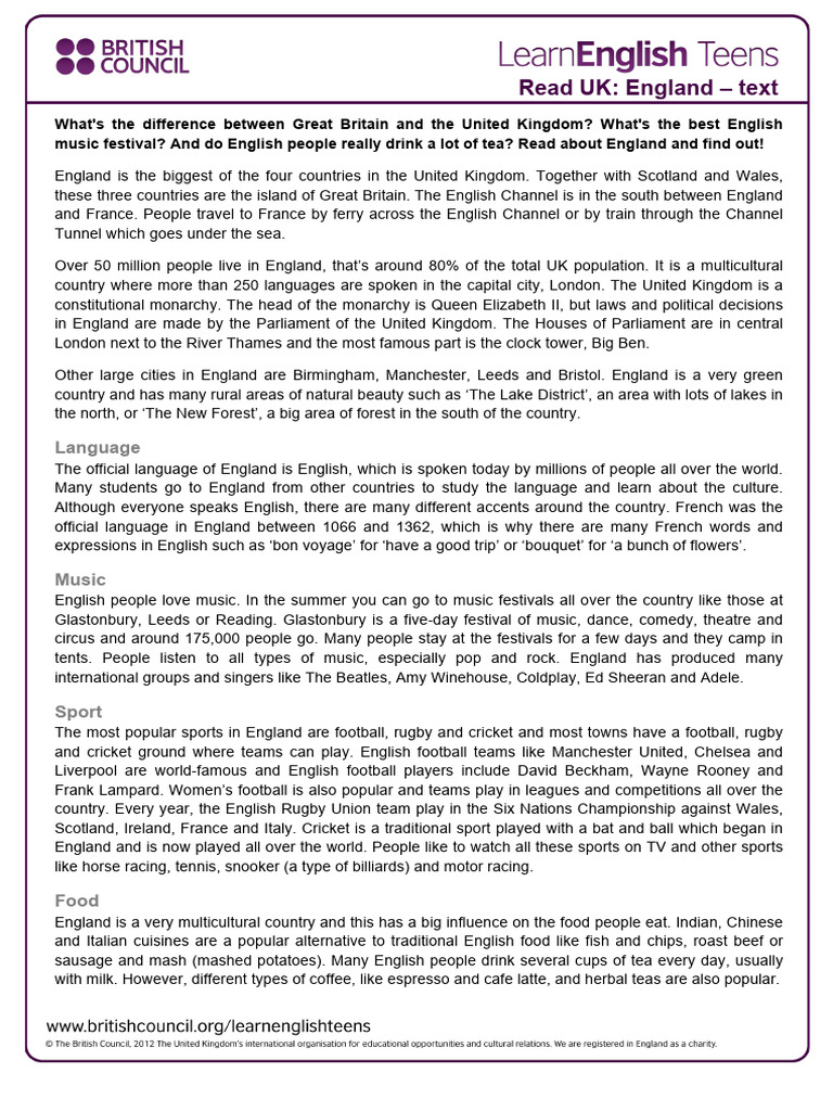 England - Text | PDF | England | United Kingdom