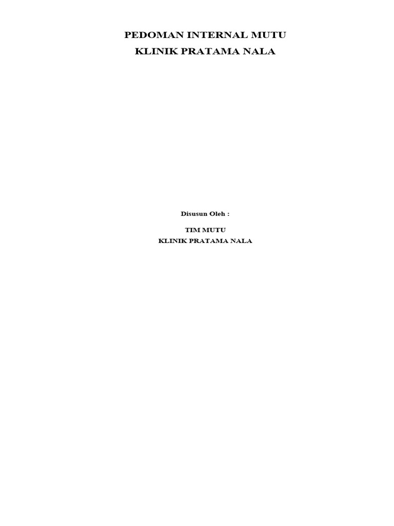 Pedoman Mutu Klinik Nala | PDF