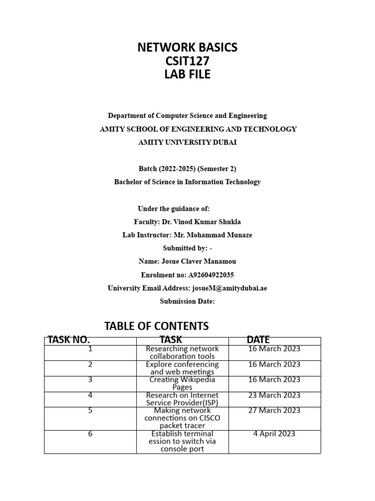 Laboratory Journal-Network Basics | Download Free PDF | Computer Network | Domain Name System
