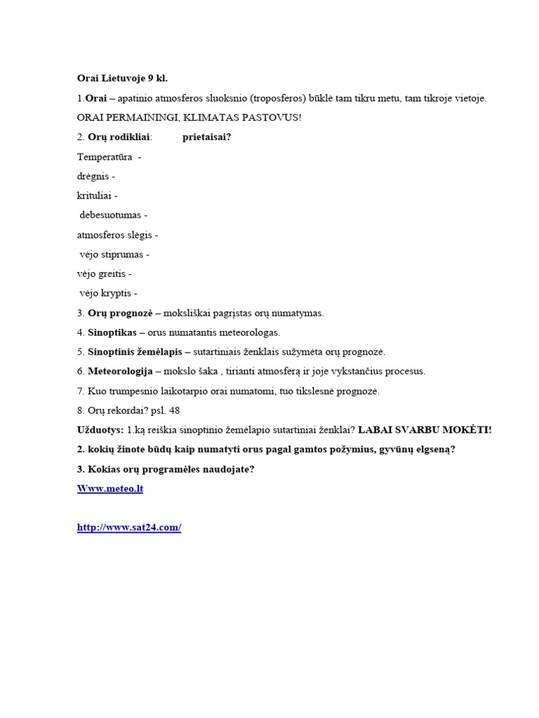 Orai Lietuvoje 9 KL PAPILDYTAS 2021 2 | PDF