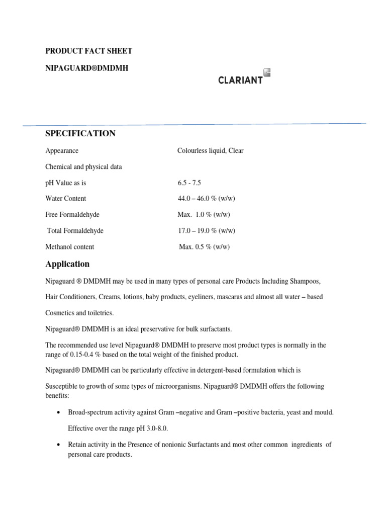 Nipaguard DMDMH 1 3 Dimethylol 5 5 Dimethyl Hydantion | PDF