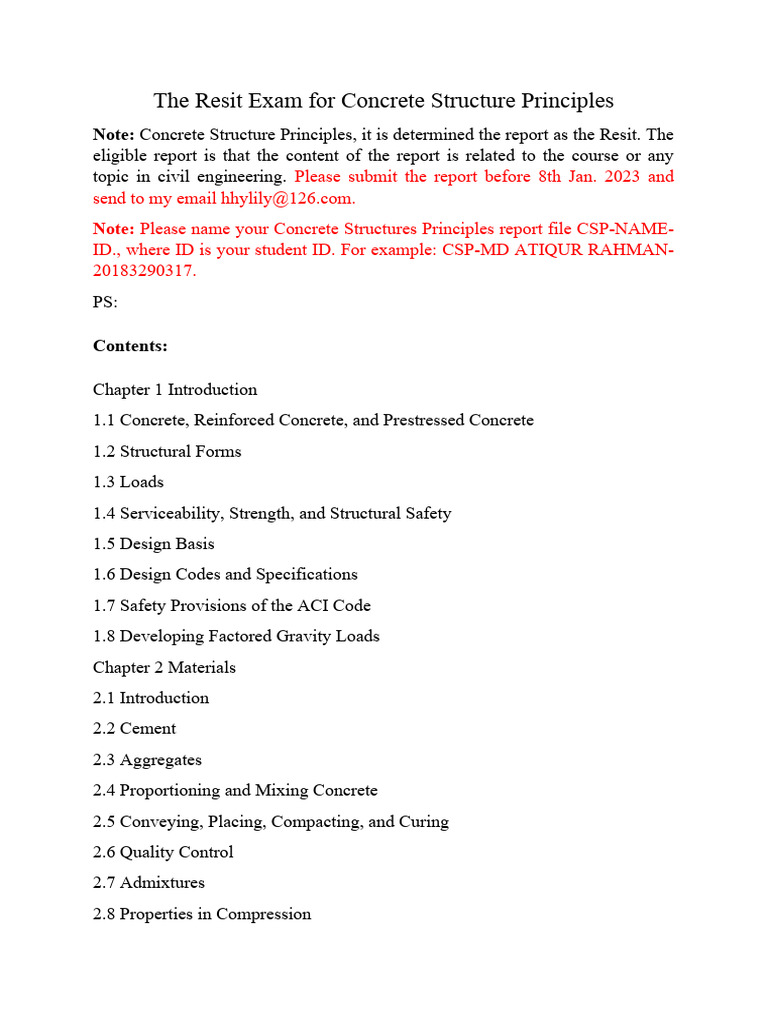 The Resit Exam for Concrete Structure Principles (混凝土结构基本原理) | PDF ...