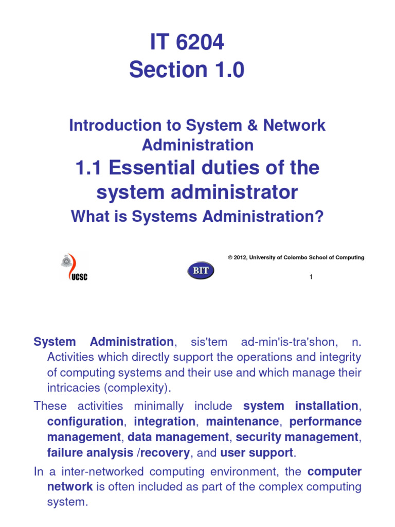 System Network Administration 1 Introduction PDF | PDF | Unix | Booting