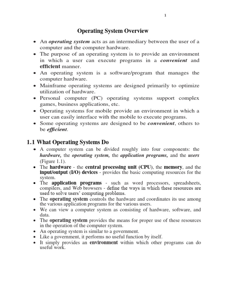 1 Operating System Overview | PDF | Operating System | Computer Cluster
